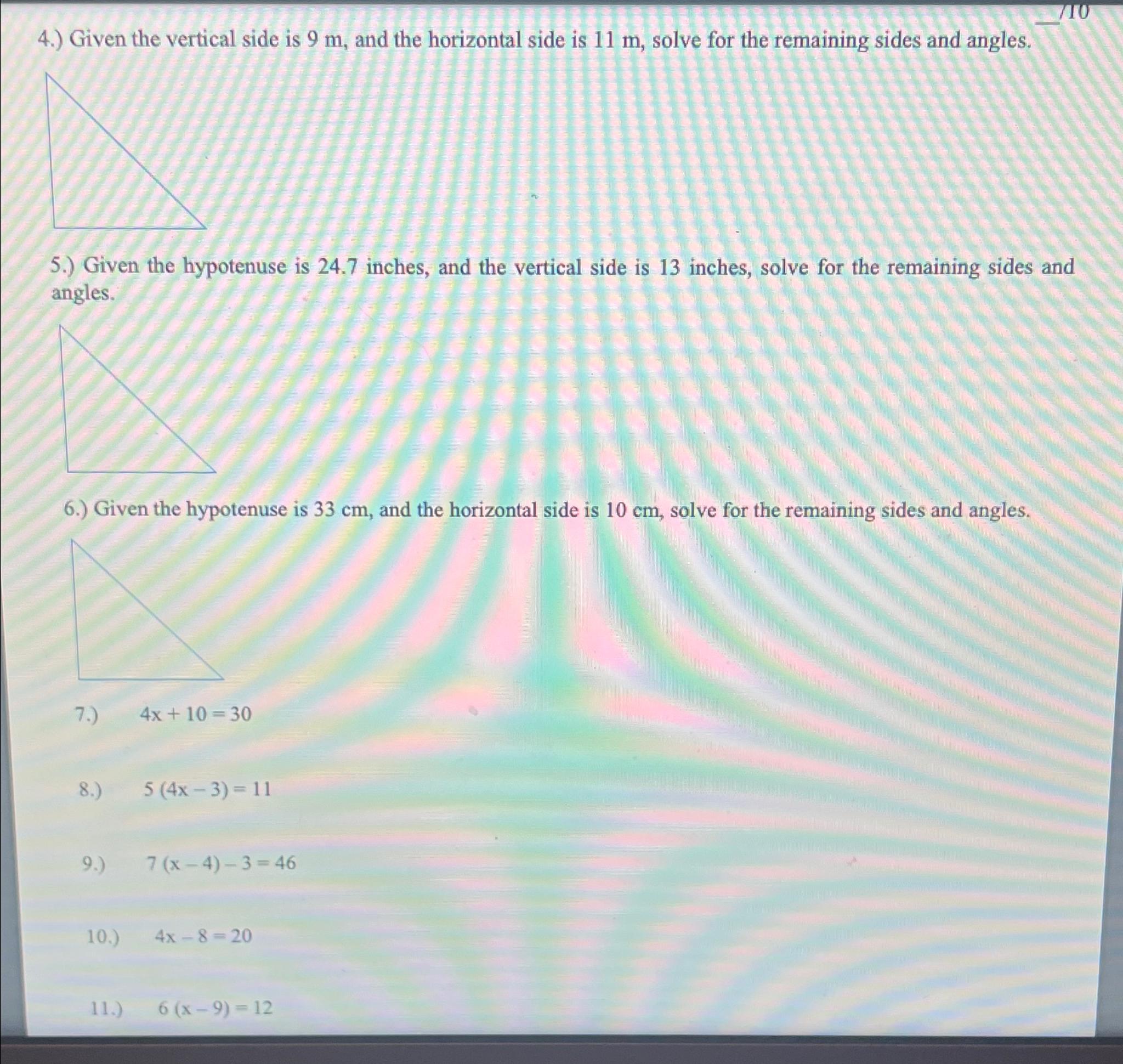 Solved 4.) ﻿Given the vertical side is 9m, ﻿and the | Chegg.com