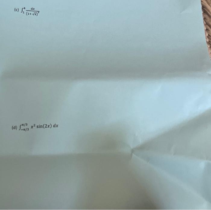 Solved ∫14(1+x)3dx ∫−π/3π/3x2sin(2x)dx | Chegg.com