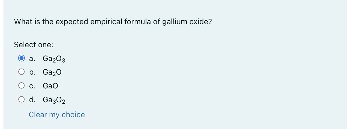 Solved What is the expected empirical formula of gallium | Chegg.com