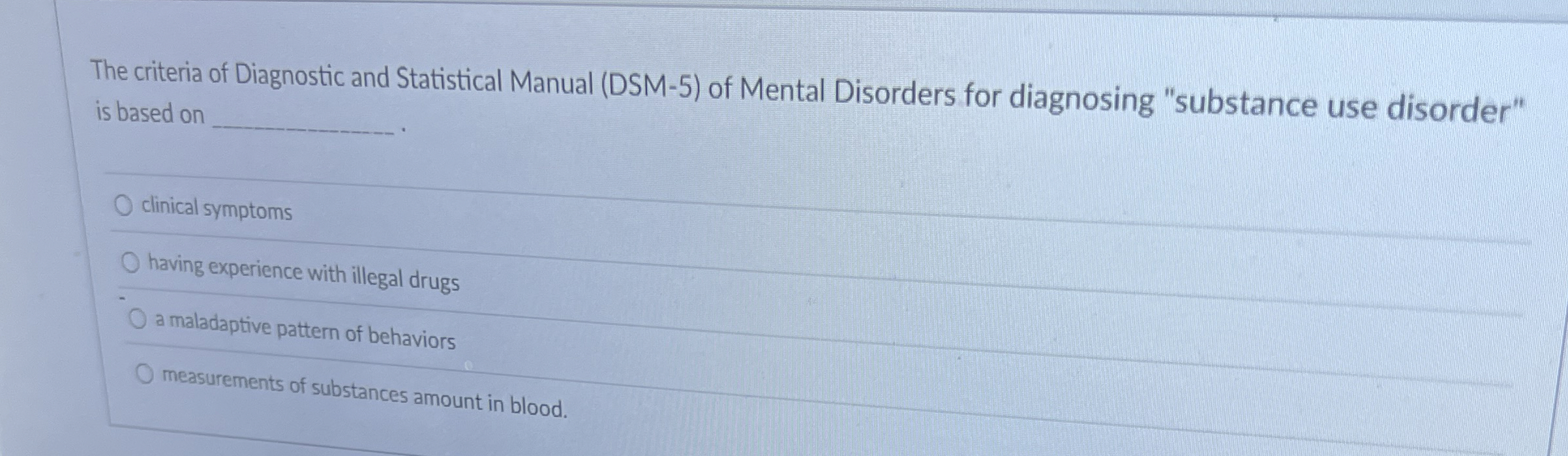 Solved The criteria of Diagnostic and Statistical Manual | Chegg.com