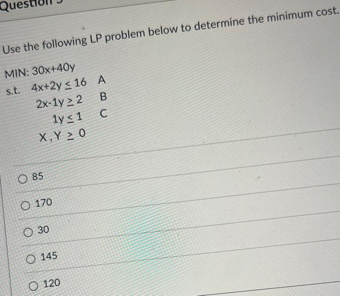 Solved Use the following LP problem below to determine the | Chegg.com