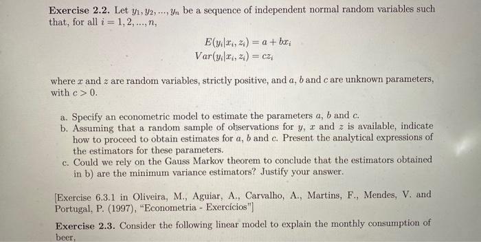 Solved Exercise 2.2. Let y1,y2,…,yn be a sequence of | Chegg.com