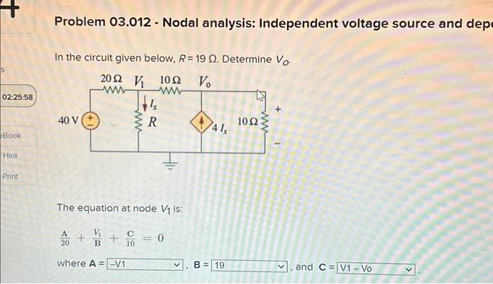 Solved Problem 03.012 - Nodal analysis: Independent voltage | Chegg.com