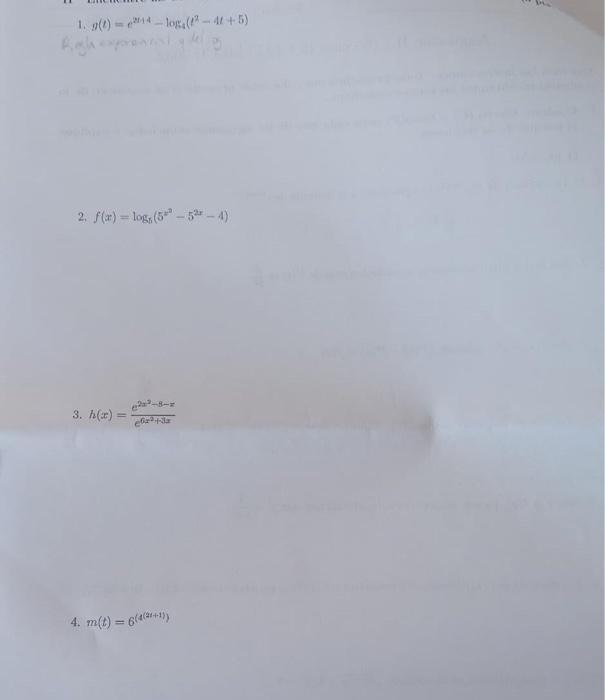 Solved D(t)=e2+14−log4(t2−4t+5) f(x)=log5(5x2−52x−4) | Chegg.com