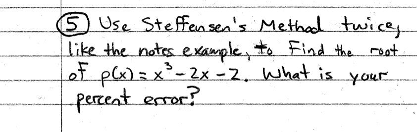Solved (5) ﻿Use Steffensen's Method twice, like the notes | Chegg.com