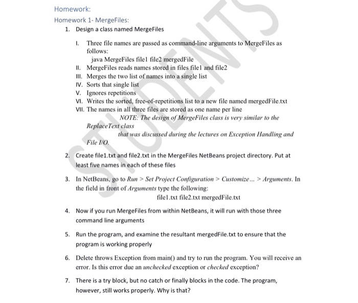 Solved Homework Homework 1 Mergefiles 1 Design A Class