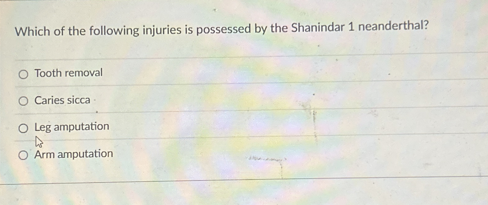 Solved Which of the following injuries is possessed by the | Chegg.com