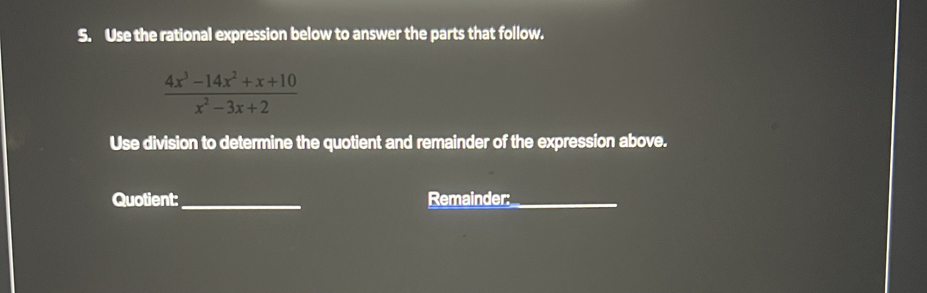 Use the rational expression below to answer the parts | Chegg.com