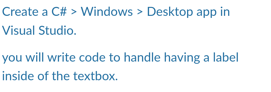 Solved Create a C\# > Windows > Desktop app in Visual | Chegg.com