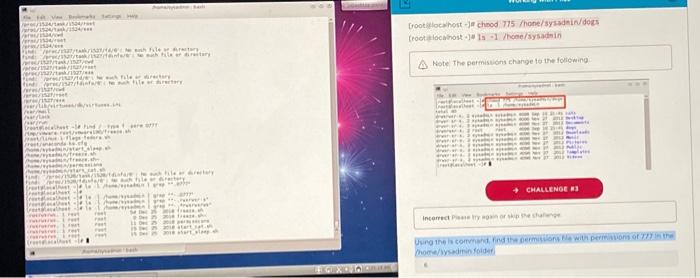1[root@localhost -]\# chmod 775 /home/sysadmin/dogs | Chegg.com