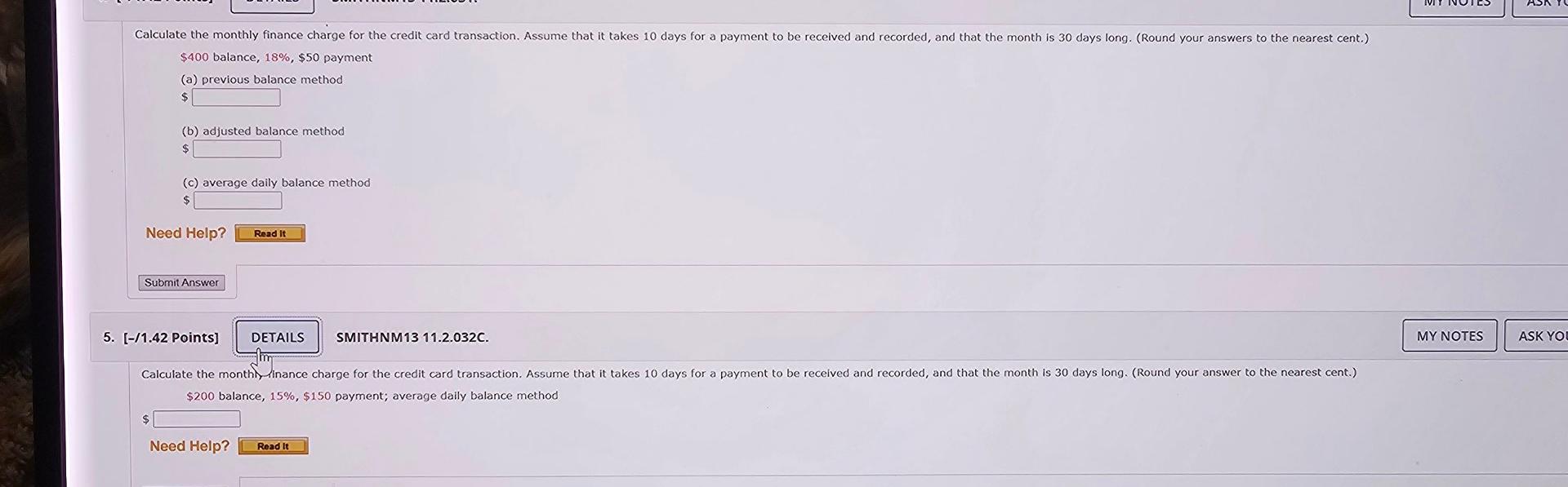 Solved $400 balance, 18%, $50 payment (a) previous balance | Chegg.com