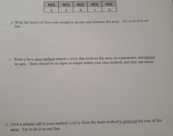 Solved N[1] N[3] N[4] N[0] 5 N[2] -6 3 1 0 1. Write the | Chegg.com