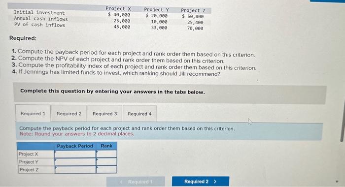 Solved Required: 1. Compute the payback period for each | Chegg.com