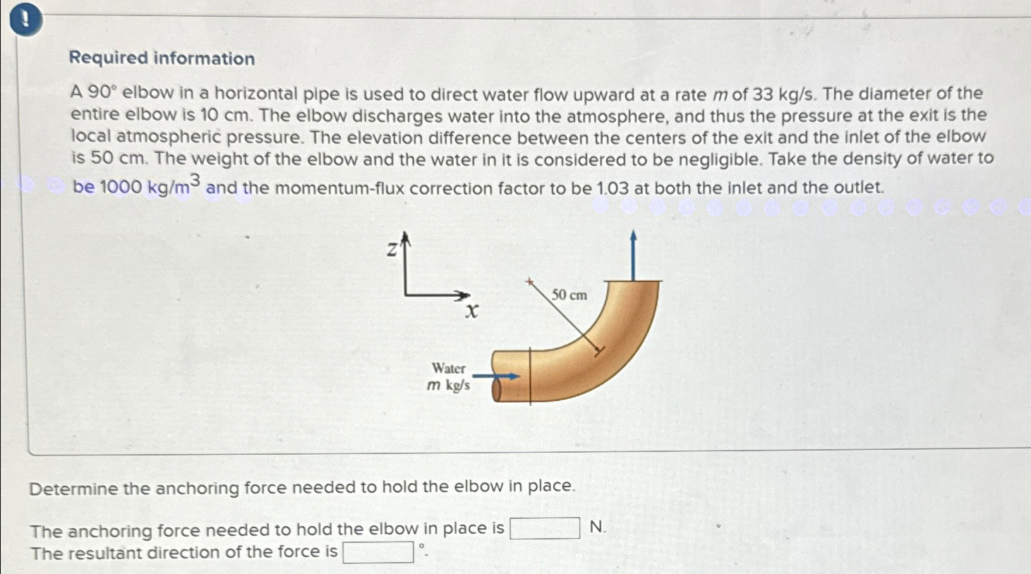 Solved Answer ASAP!Required informationA 90° ﻿elbow in a | Chegg.com