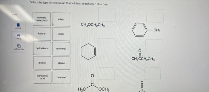 Solved Select the type of compound that will best match eoch | Chegg.com