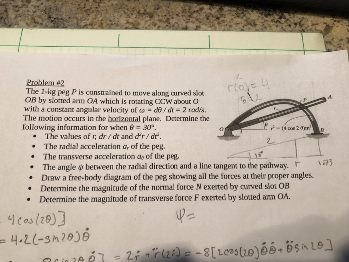 Solved r(o=4 0 B Problem #2 The 1-kg peg P is constrained to | Chegg.com