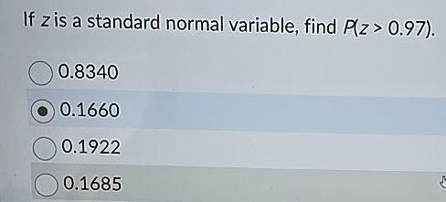 Solved If z ﻿is a standard normal variable, find | Chegg.com