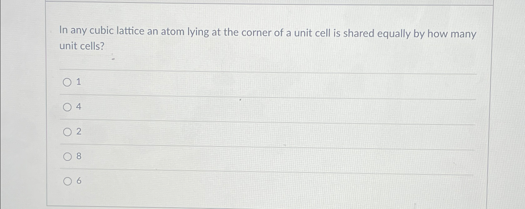 Solved In any cubic lattice an atom lying at the corner of a | Chegg.com