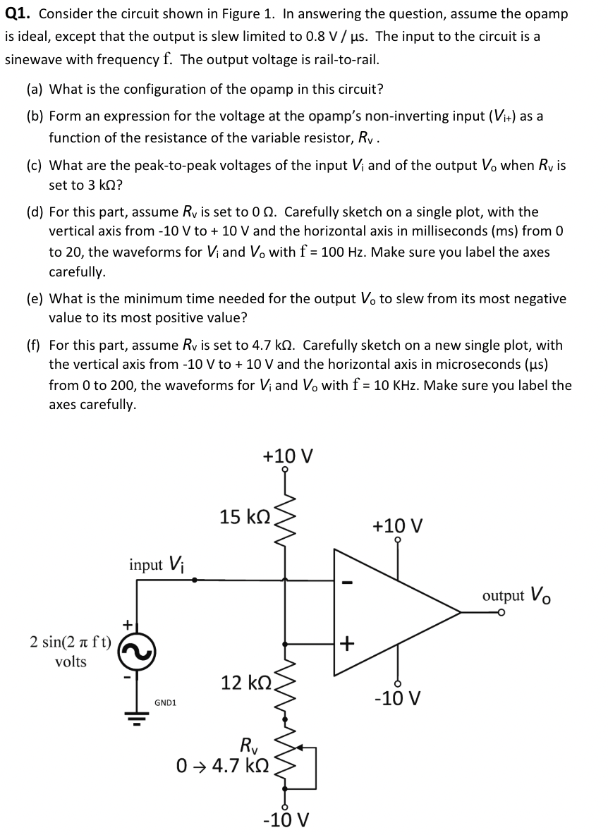 Q2. ﻿Consider the opamp circuit in Figure 2. ﻿Assume | Chegg.com