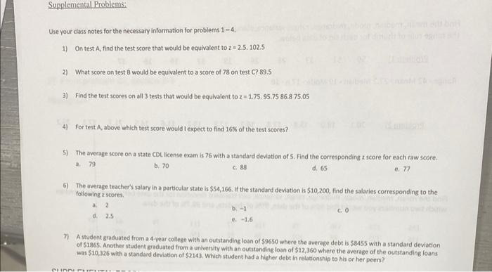 Solved Test A is high of 90, Mean of 80, and S is | Chegg.com