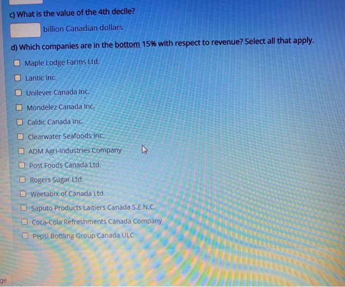 Solved n 2017, “Food in Canada” (by Dun & Bradstreet), | Chegg.com