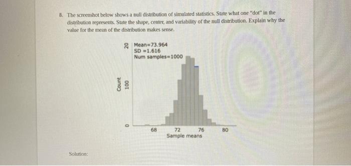 Solved B. The screenshot below shows a null distribution of | Chegg.com