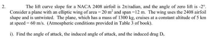 Solved The lift curve slope for a NACA 2408 airfoil is 2π/ | Chegg.com