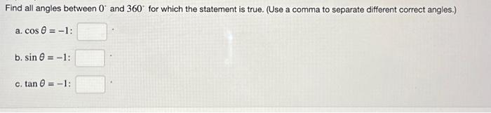 Solved Find all angles between 0∘ and 360∘ for which the | Chegg.com