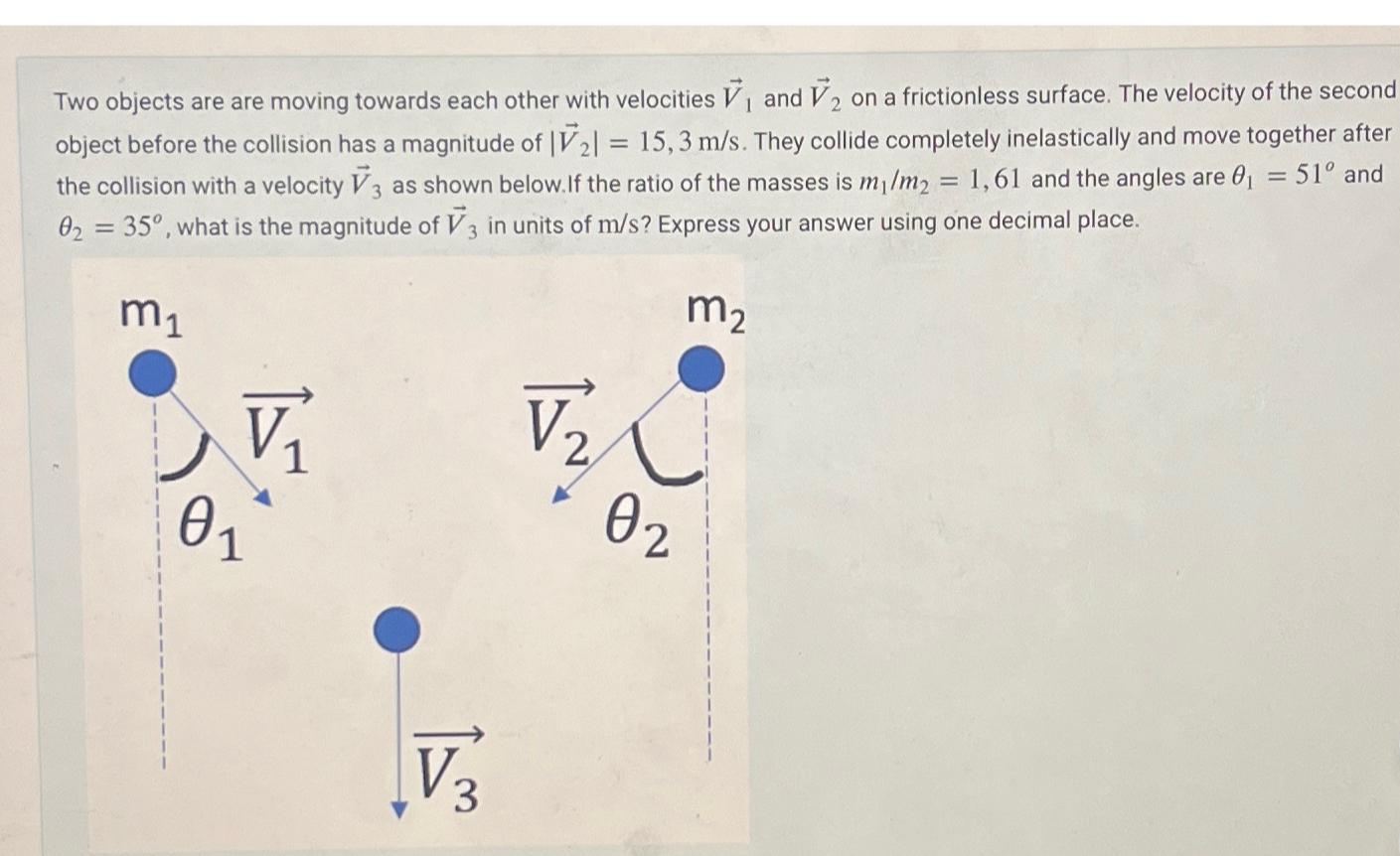 Solved Two objects are are moving towards each other with | Chegg.com