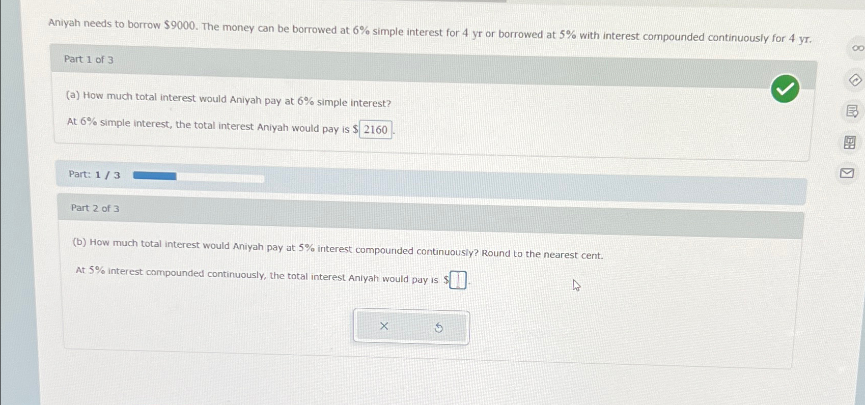 Solved Aniyah needs to borrow $9000. ﻿The money can be | Chegg.com