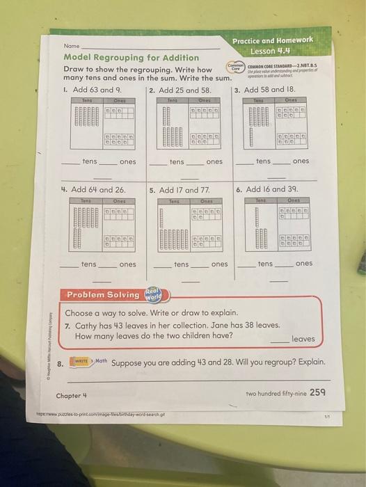 Solved Practice and Homework Name Lesson 4.4 Model | Chegg.com
