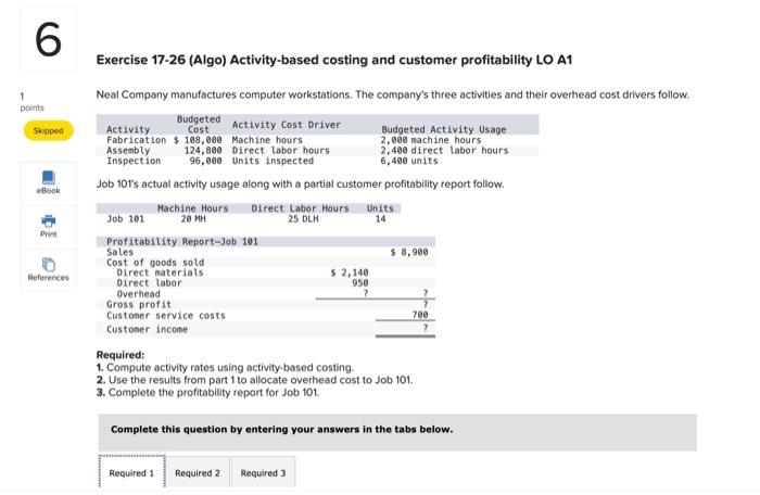 Solved Exercise 17-26 (Algo) Activity-based costing and | Chegg.com
