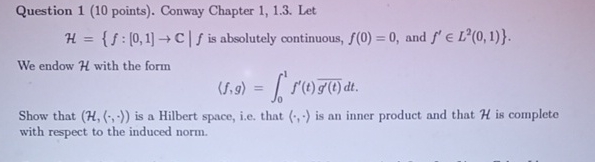 Solved Question 1 ( 10 ﻿points). ﻿Conway Chapter 1,1.3. | Chegg.com