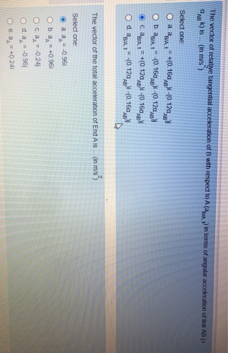 Solved an Jestion For a short interval of motion, link OA | Chegg.com