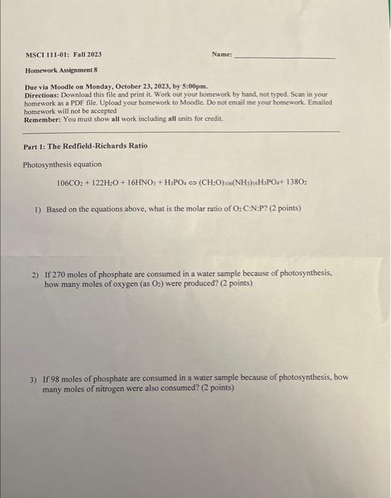 Solved MSCI 111-01: Fall 2023 Name: Homework Assignment 8 | Chegg.com