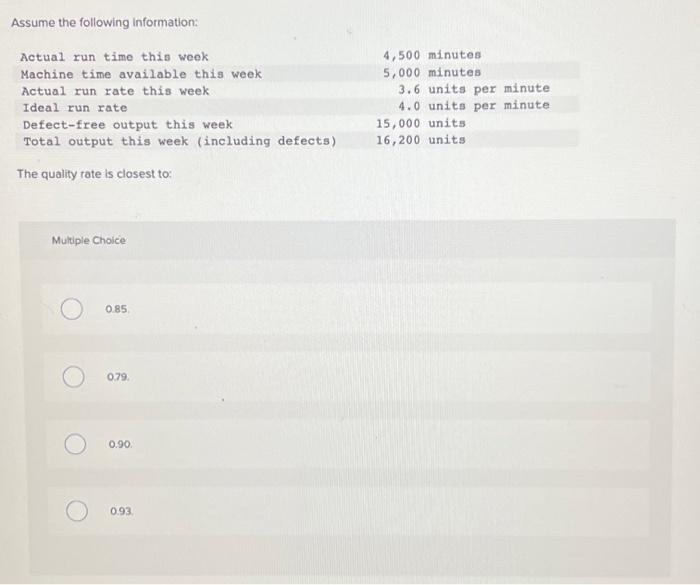 Solved Multiple Choice 0.85 0.79. 0.90 0.93 | Chegg.com