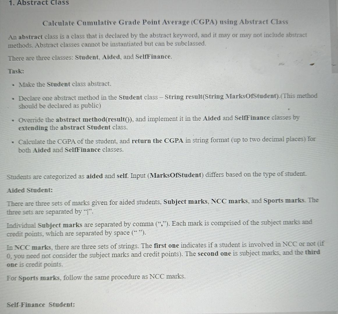 Solved Abstract ClassCalculate Cumulative Grade Point | Chegg.com