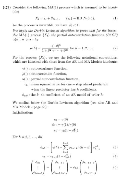 Q1) Consider the following MA(1) process which is | Chegg.com