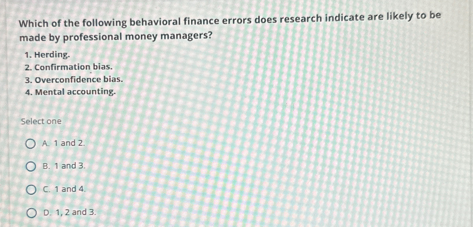 Solved Which of the following behavioral finance errors does | Chegg.com