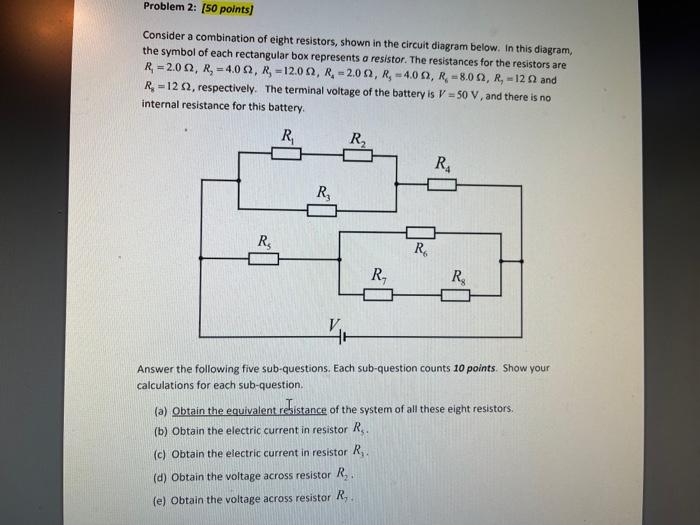 Solved Consider a combination of five resistors shown in the | Chegg.com