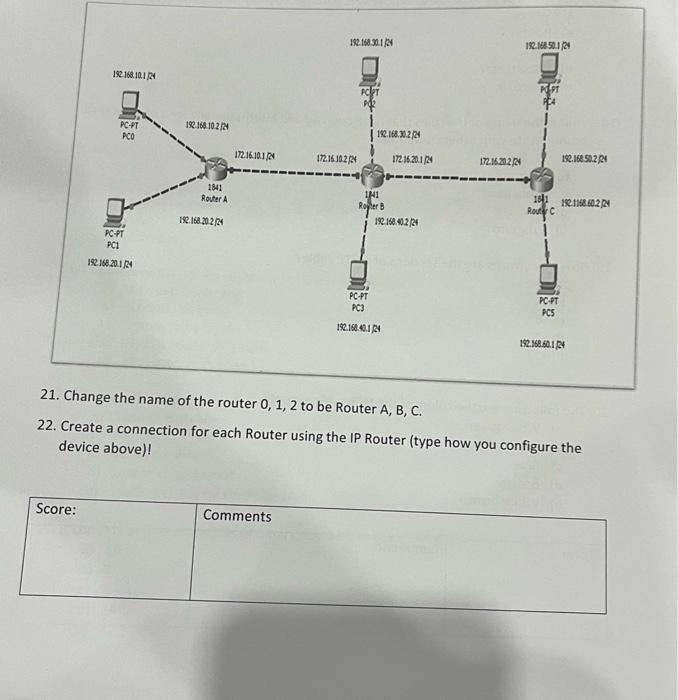Solved 21. Change the name of the router 0,1,2 to be Router | Chegg.com
