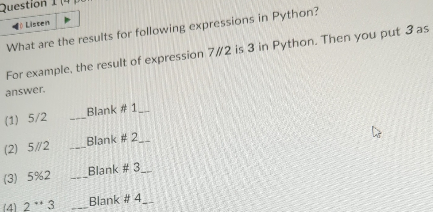 Solved What are the results for following expressions in | Chegg.com