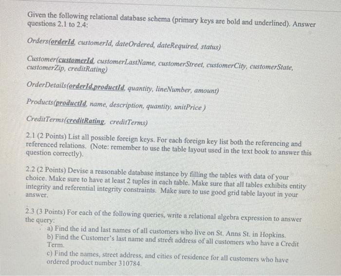 Solved Given the following relational database schema | Chegg.com