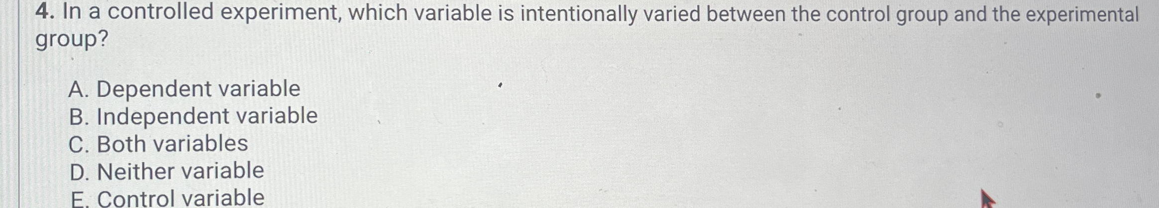 Solved In a controlled experiment, which variable is | Chegg.com