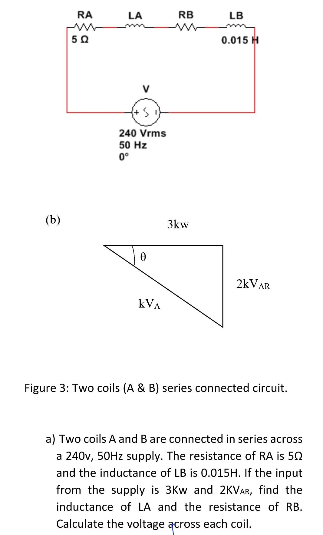Solved Figure 3: Two coils (A \& B) series connected | Chegg.com