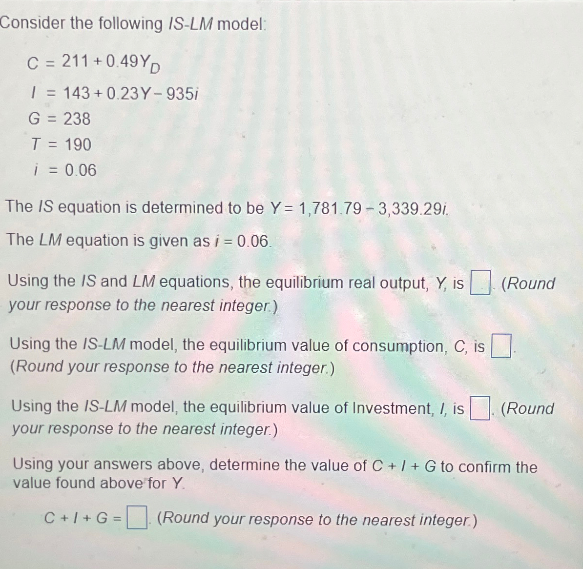 Solved Consider the following IS-LM | Chegg.com