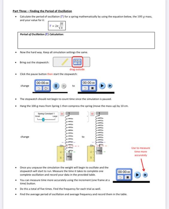 Procedure: Open the Masses and Springs PhET | Chegg.com