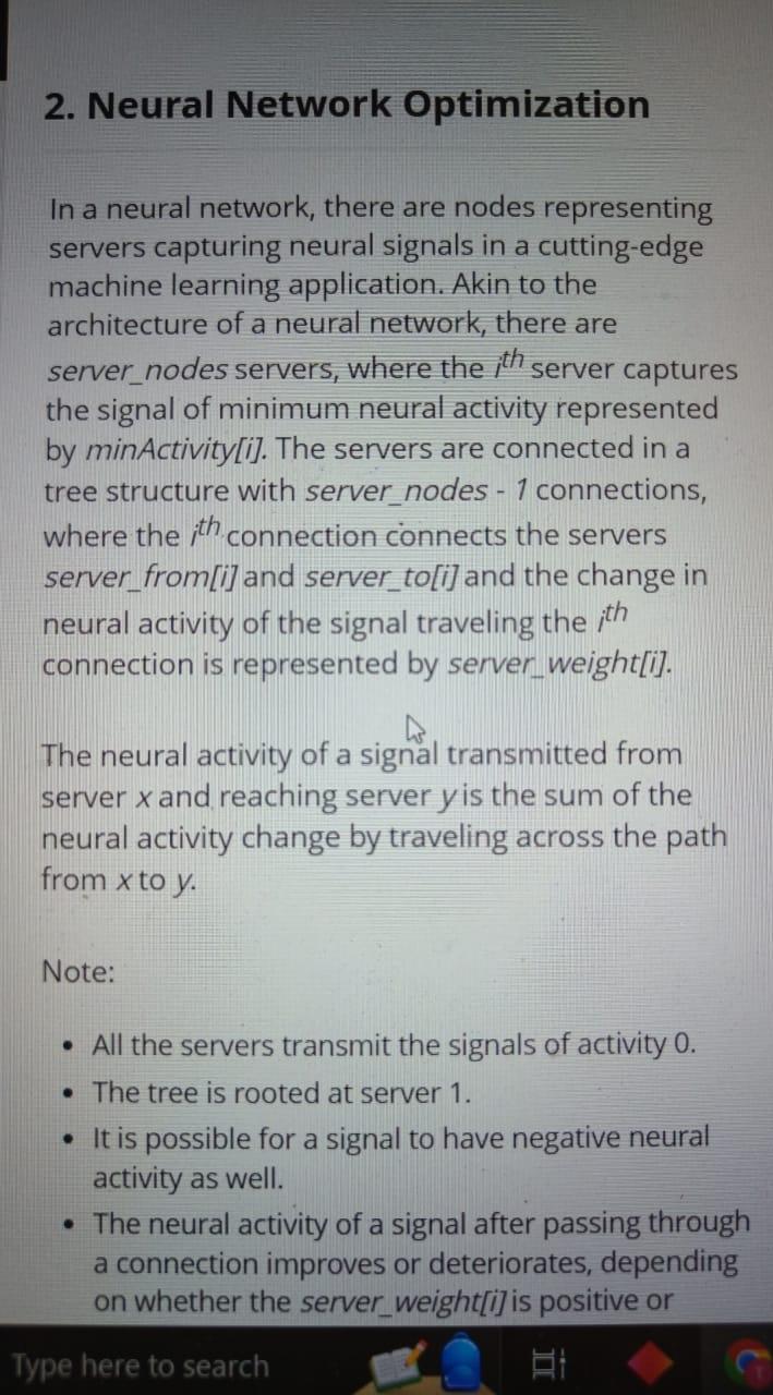 Solved Neural Network OptimizationIn a neural network, there | Chegg.com
