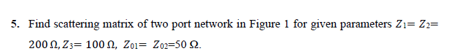 Solved Find scattering matrix of two port network in Figure | Chegg.com