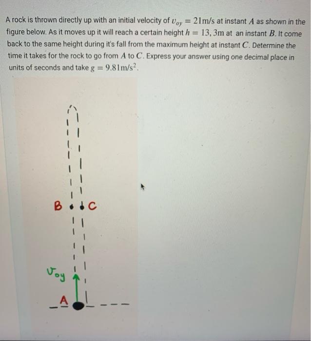Solved A rock is thrown directly up with an initial velocity | Chegg.com
